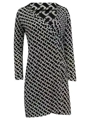 Diane Von Furstenberg Printed Mini Wrap Dress - Black
