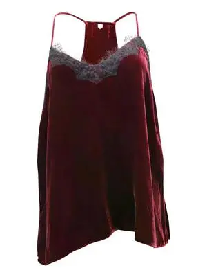 Cami Nyc Lace-trim Velvet Top - Red