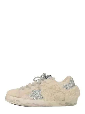 GOLDEN GOOSE Super-Star Shearling Glittered Sneakers