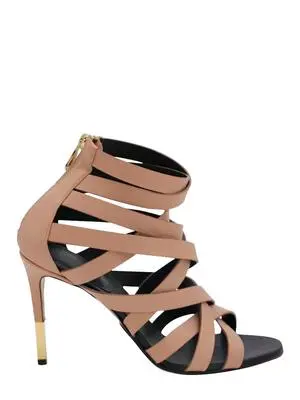 Balmain Charlotte 95 Logo-detail Criss-cross Sandals - Pink