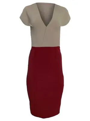 ROLAND MOURET Colourblock V-Neck Dress