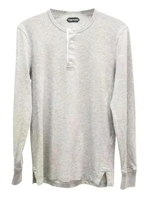 TOM FORD Henley-neck Long-sleeve T-shirt - Grey