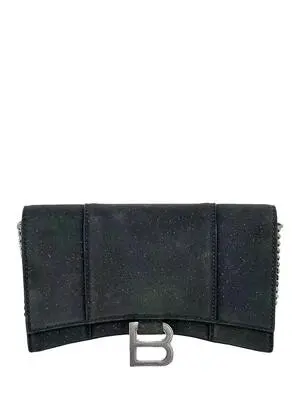 Balenciaga Hourglass Glitter Clutch - Black