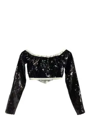 Giambattista Valli Sequined Off-shoulder Crop Top - Black