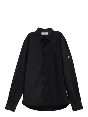 Stone Island Logo-embroidered Button-down Shirt - Black