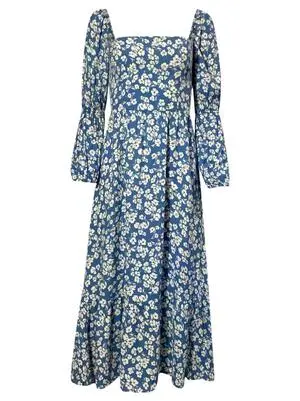 REFORMATION Floral-print Midi A-line Dress - Blue