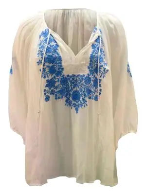 MELISSA ODABASH Floral-Embroidered Voile Blouse