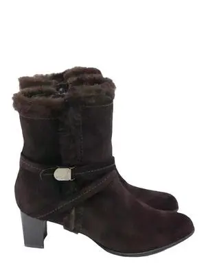 STUART WEITZMAN Suede Block-heel Boots - Brown