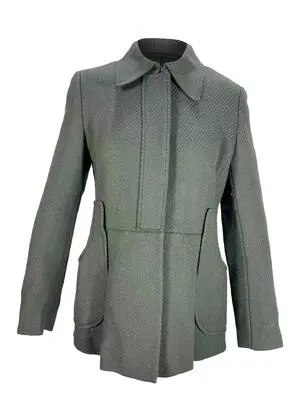 Prada Herringbone Single-breasted Pea Coat - Grey