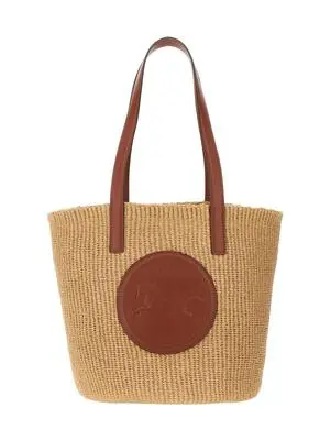Chloé Large Tote With Horse Medal - Beige