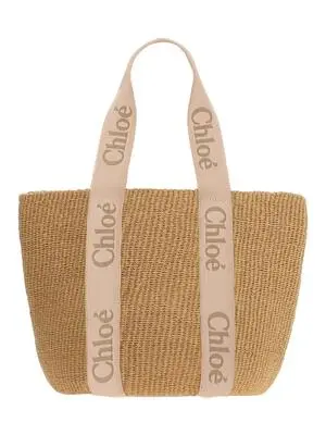 Chloé Large "woody" Basket Bag - Beige