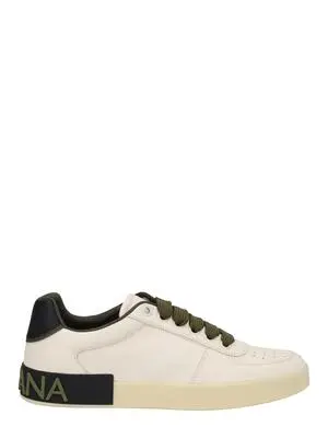 Dolce & Gabbana Low Top Sneaker With Logo - Beige