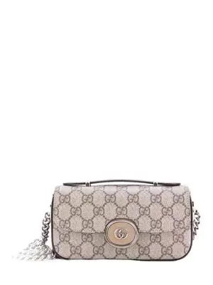 Gucci Petite Gg Flap Coated Canvas Mini Shoulder Bag - Grey