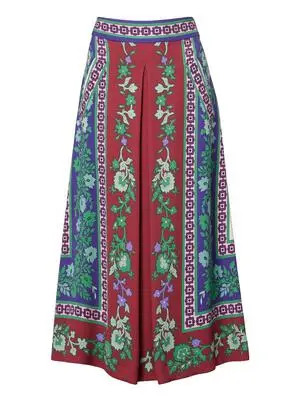 La DoubleJ Printed Satin Midi Skirt - Multicoloured