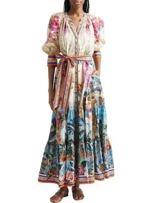 Camilla Printed Tiered Maxi Dress - Bodrum Botanicals