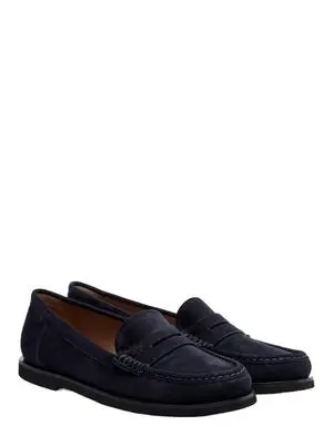 GIANVITO ROSSI Vernon Suede Penny Loafers - Blue