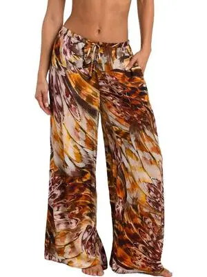 L'Agence Sharon Watercolor Cover-up Pants - Brown Multi