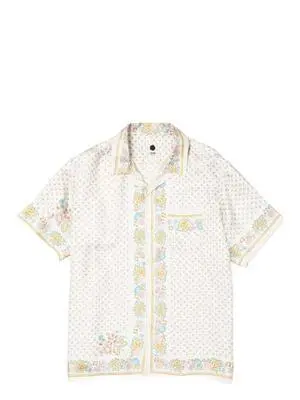 VOWELS Short Sleeve Silk Scarf Shirt - Ivory
