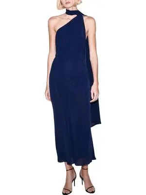 MANGO One-Shoulder Scarf Dress