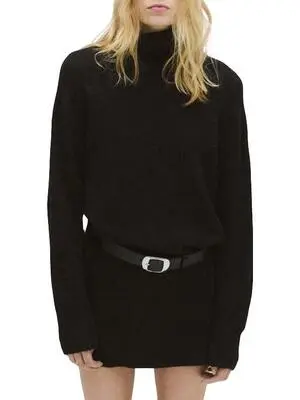 Mango Turtleneck Long Sleeve Dress Black