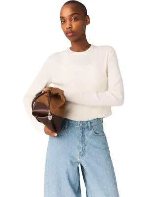 Maje Rib Knit Wool Sweater With Jewel Detail - Ecru