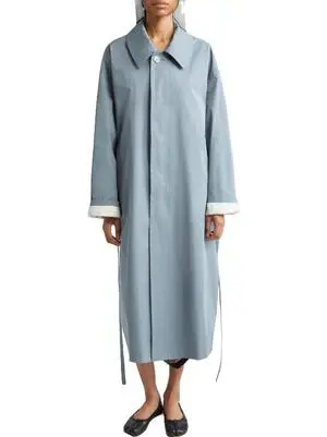 MAISON MARGIELA Water Repellent Cotton Gabardine Raincoat - Grey Blue