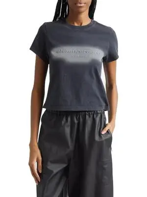 Alexander Wang Embossed Logo Shrunken T-shirt - Washed Black