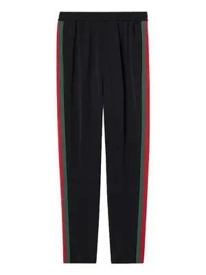 Gucci Stretch Nylon Sportswear Pants With Web - Black