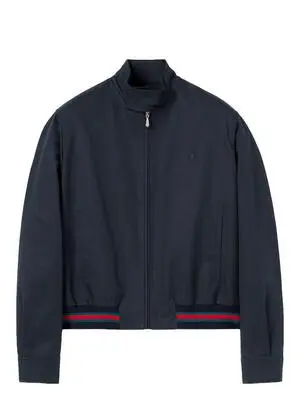 Gucci Cotton Twill Zip Jacket With Web - Blue