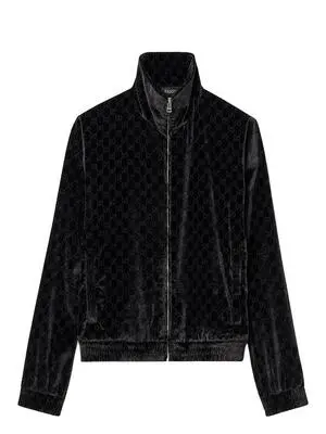 Gucci GG Stretch Velvet Devoré Zipped Jacket Black