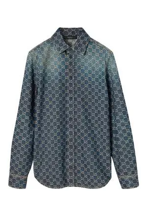 Gucci Gg Cotton Denim Jacquard Shirt - Blue