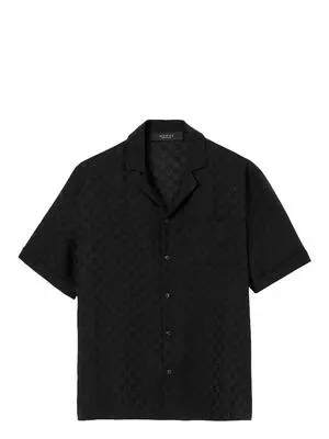 Gucci Gg Jacquard Silk Bowling Shirt - Black