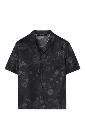 Gucci Printed Silk Twill Bowling Shirt - Black
