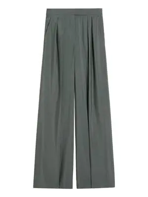 Max Mara Wide-fit Wool And Silk Trousers - Dark Green