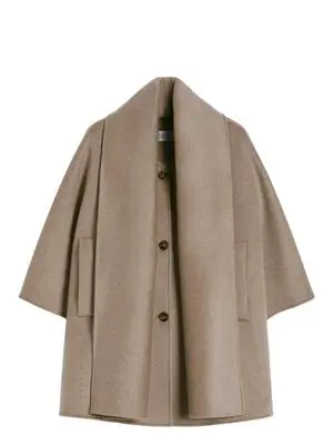 Max Mara Cashmere Cape With Removable Scarf - Tawny Bronze Brown