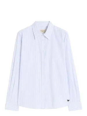 Max Mara Striped Cotton Poplin Shirt - Light Blue