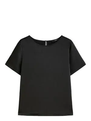 Max Mara Satin And Jersey T-shirt - Black