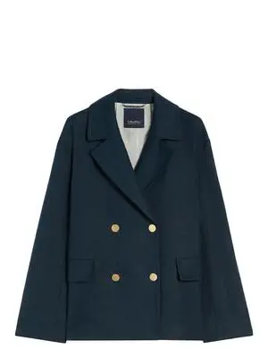 Max Mara Double-breasted Linen Jacket - Midnightblue