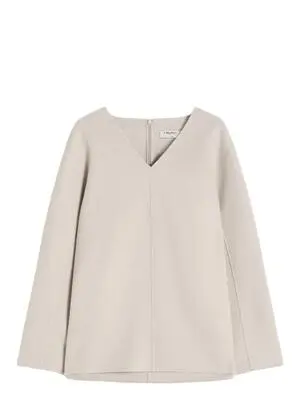 Max Mara Wool Broadcloth Blouse - Beige
