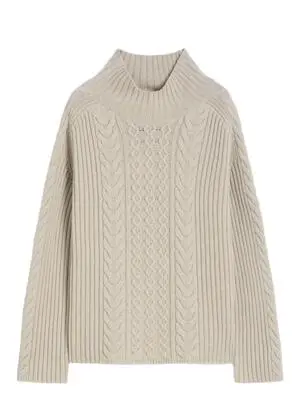 Max Mara Cable-knit Wool And Cashmere Polo-neck Sweater - White
