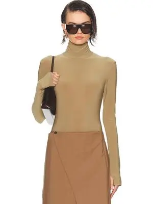 Norma Kamali Long Sleeve Turtleneck Bodysuit - Camel