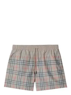 Burberry Swim Shorts With Check Pattern - Beige