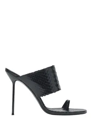 Paris Texas Lidia Python-effect Leather Thong Mule - Black