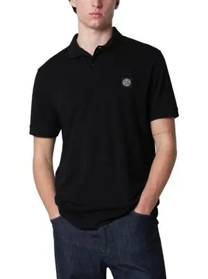 Stone Island Polo Shirt With Logo Patch - Black