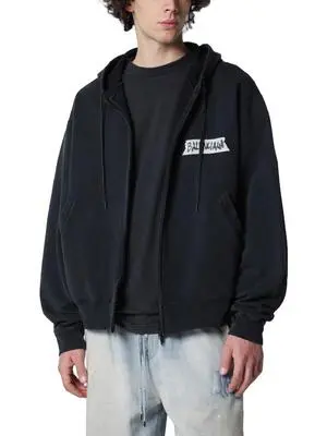 Balenciaga Oversize Masking Tape Hoodie - Black