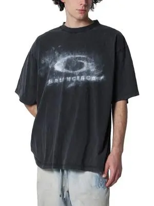 Balenciaga Faded Crayon Loop Oversize T-shirt - Black