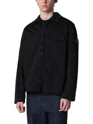 Stone Island Zip-up Overshirt - Black