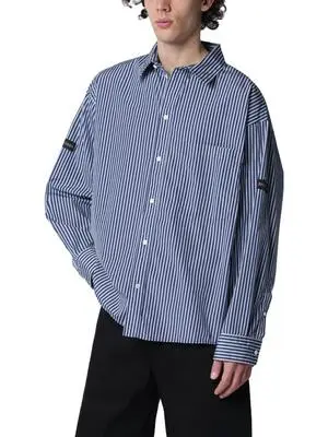 Balenciaga Oversize Navy And White Striped Shirt - Blue