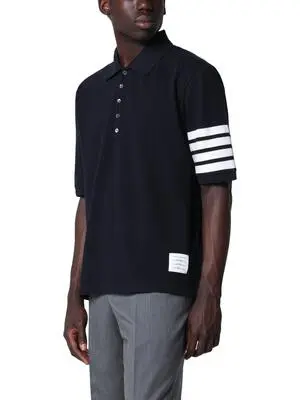 Thom Browne Navy Cotton Polo Shirt - Blue
