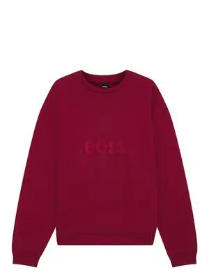 BOSS Cotton Terry Sweatshirt With Logo Artwork - Red